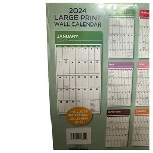 Office | 224 Large Print 12month Wall Or Desk Calendar Nwt | Poshmark